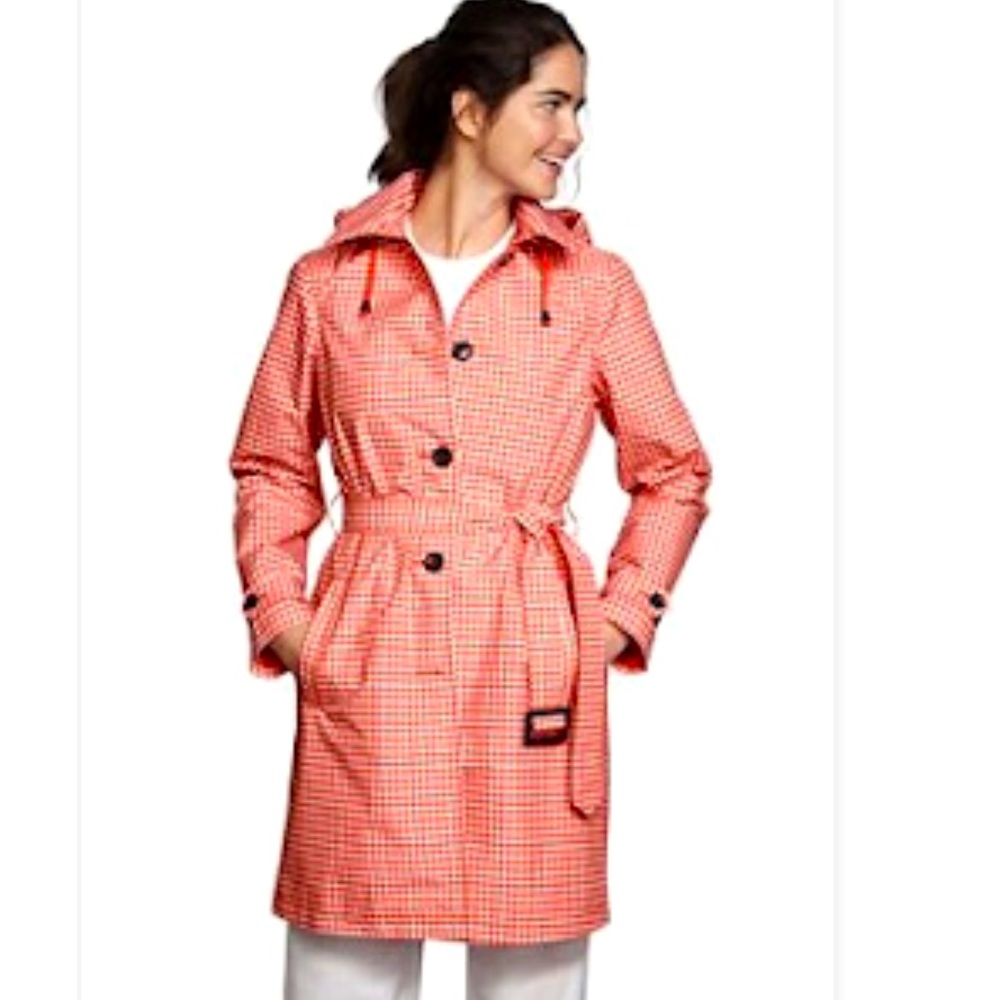 Lands End Merriweather Orange Trench Rain Coat L - Gem